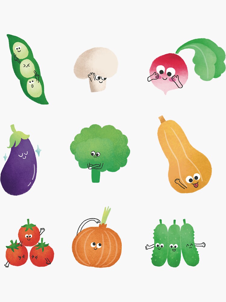 "Vegetable Friends " Sticker for Sale by ursoyoung | Redbubble