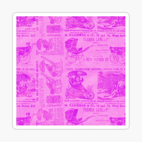 "Victorian Inspired Newsprint - Hot Pink" Sticker for Sale by ...