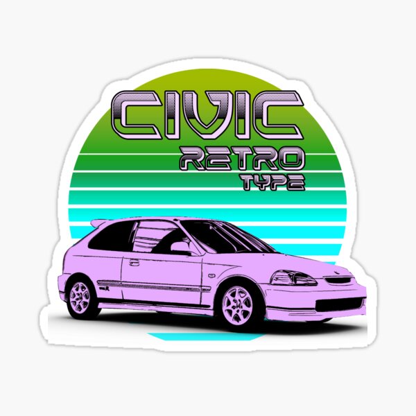 "Vintage Civic Retro Type, Vintage Anime, JDM Car" Sticker for Sale by ...