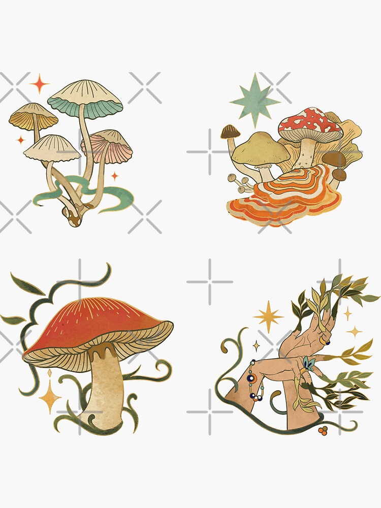 "Magic mushroom sticker pack set Rainbow" Sticker for Sale by ...