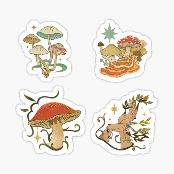 "Magic mushroom sticker pack set Rainbow" Sticker for Sale by ...