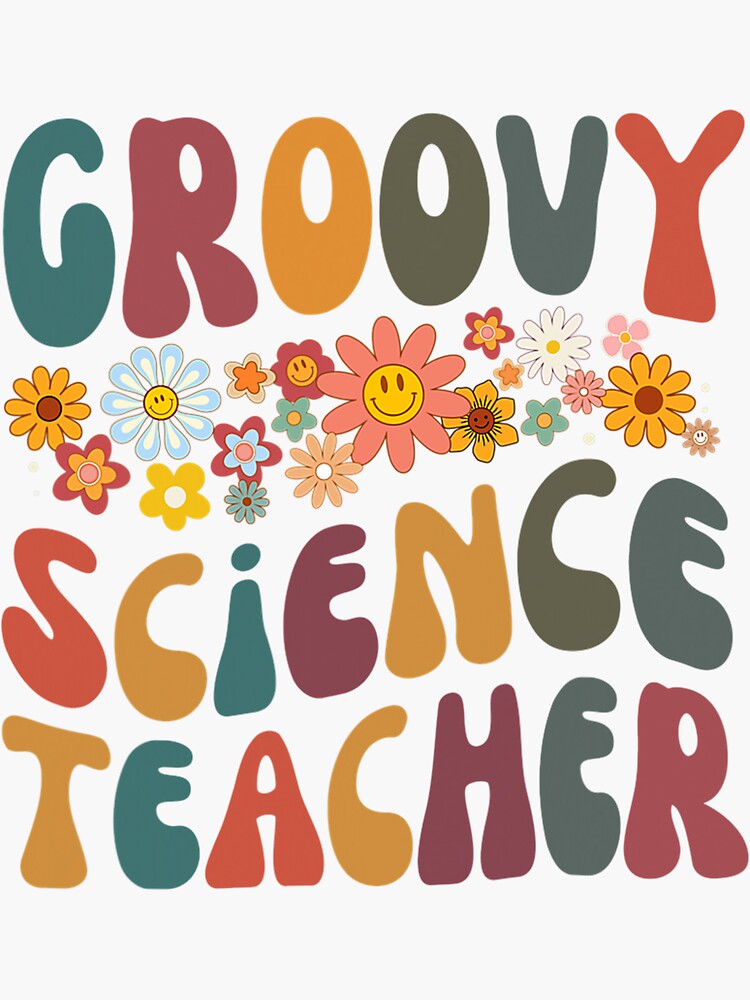 "Groovy Science Teacher Retro Colorful Design Teaching" Sticker for ...