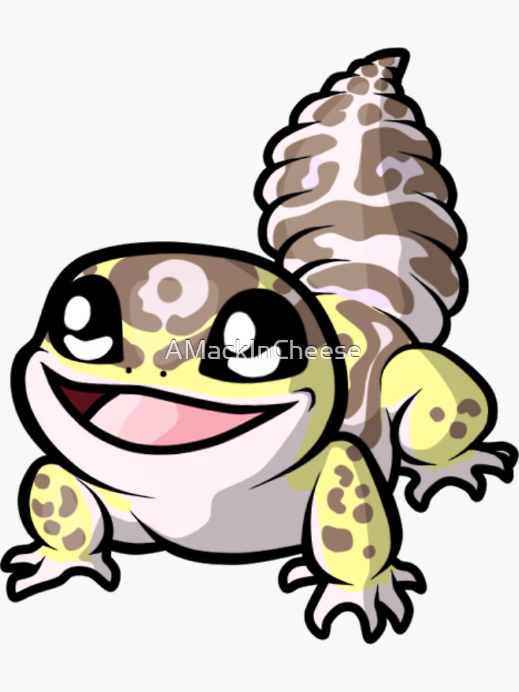 "Chibi Albino Leopard Gecko Design" Sticker for Sale by AMackInCheese ...