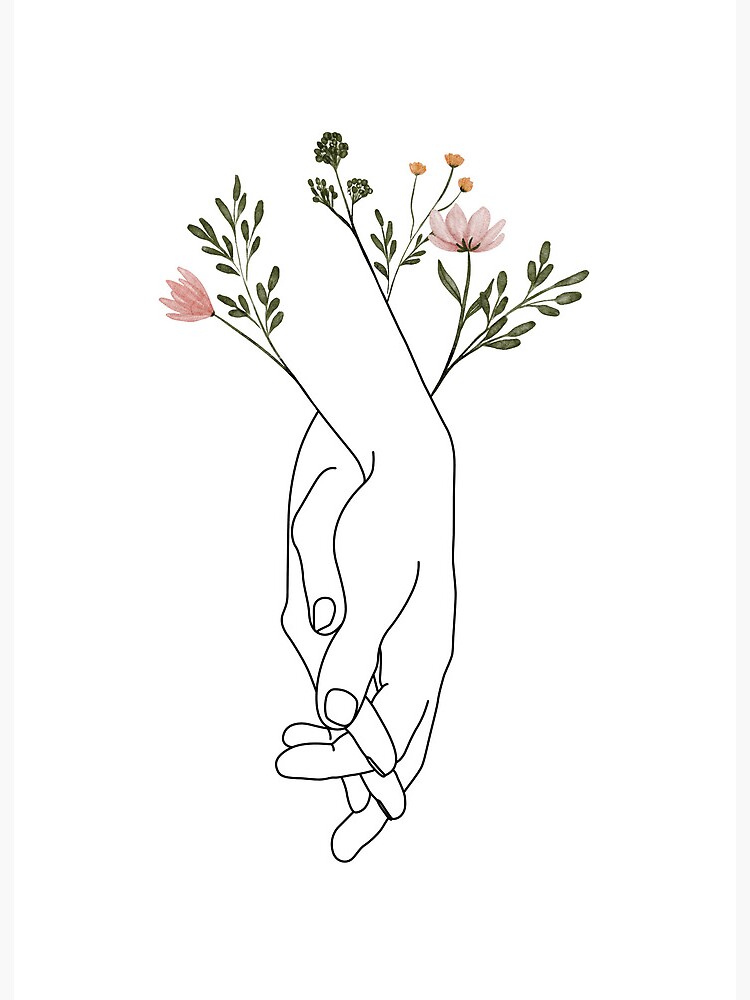 "Holding hands Flowers" Art Board Print for Sale by HeyMayStudio ...