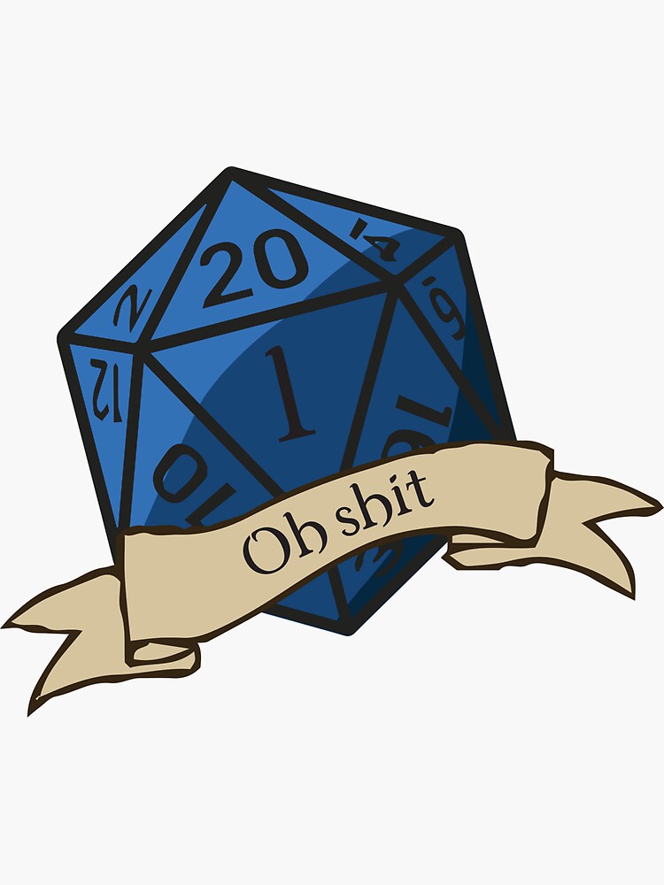"Dungeons and Dragons - D20 Nat 0 - RPG Table Top Gaming Funny" Sticker ...