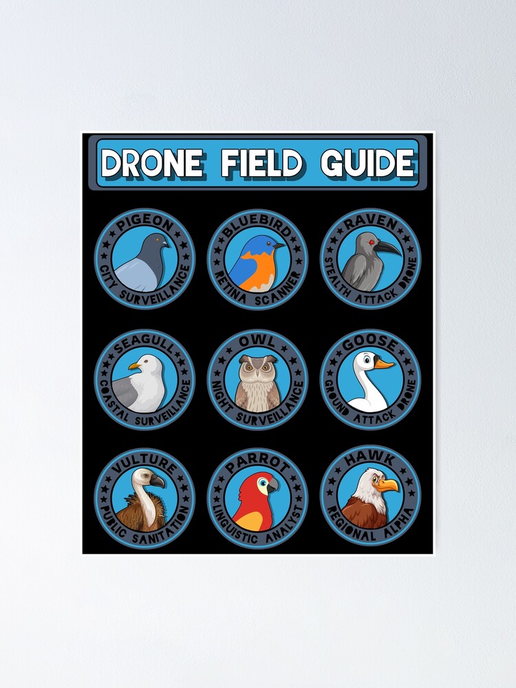 "Birds Drone Field Guide" Poster for Sale by Abidilana | Redbubble