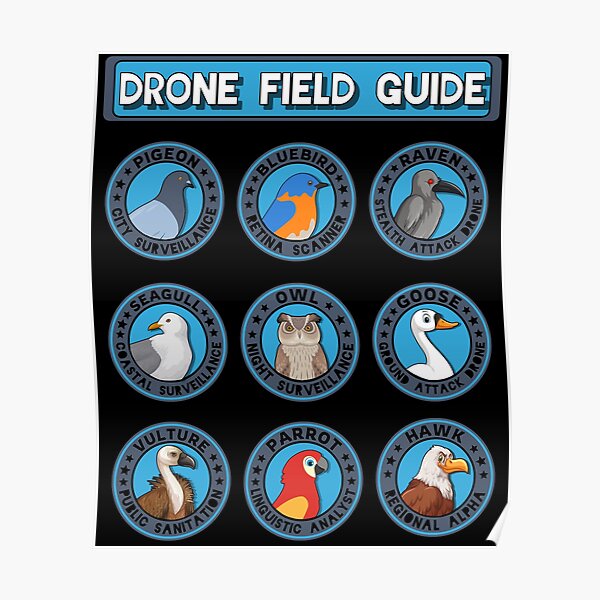 "Birds Drone Field Guide" Poster for Sale by Abidilana | Redbubble