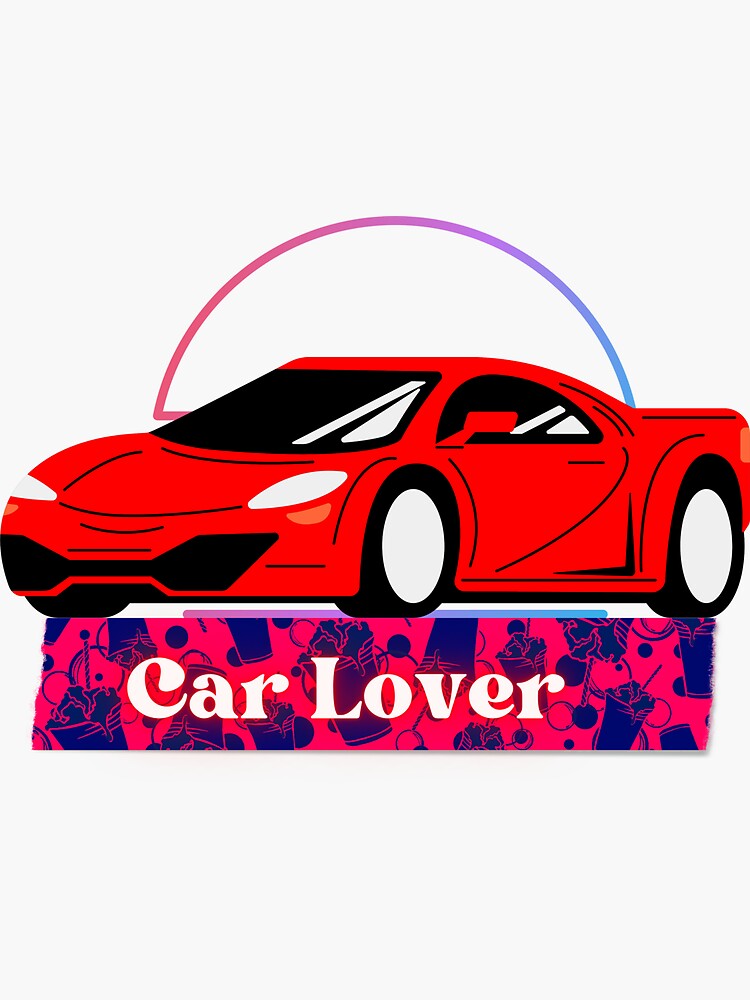 "Red Car with Banner- Car Design| Retro Car Design" Sticker for Sale by ...