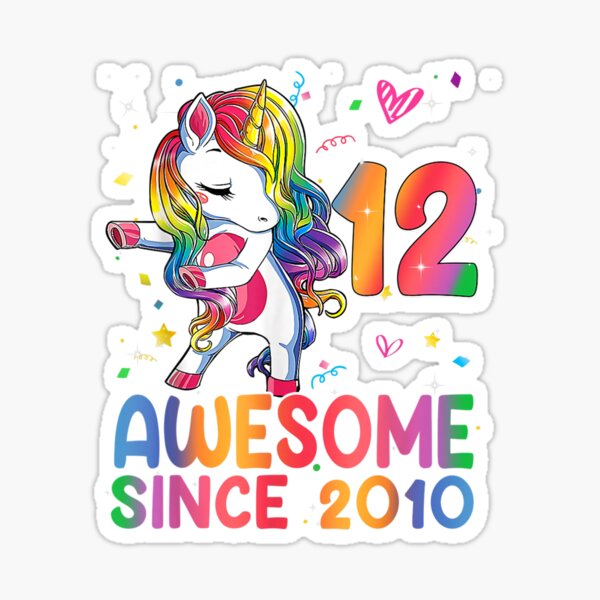 "12 Year Old Gifts Girls Teens Dabbing Unicorn 12th Birthday" Sticker ...