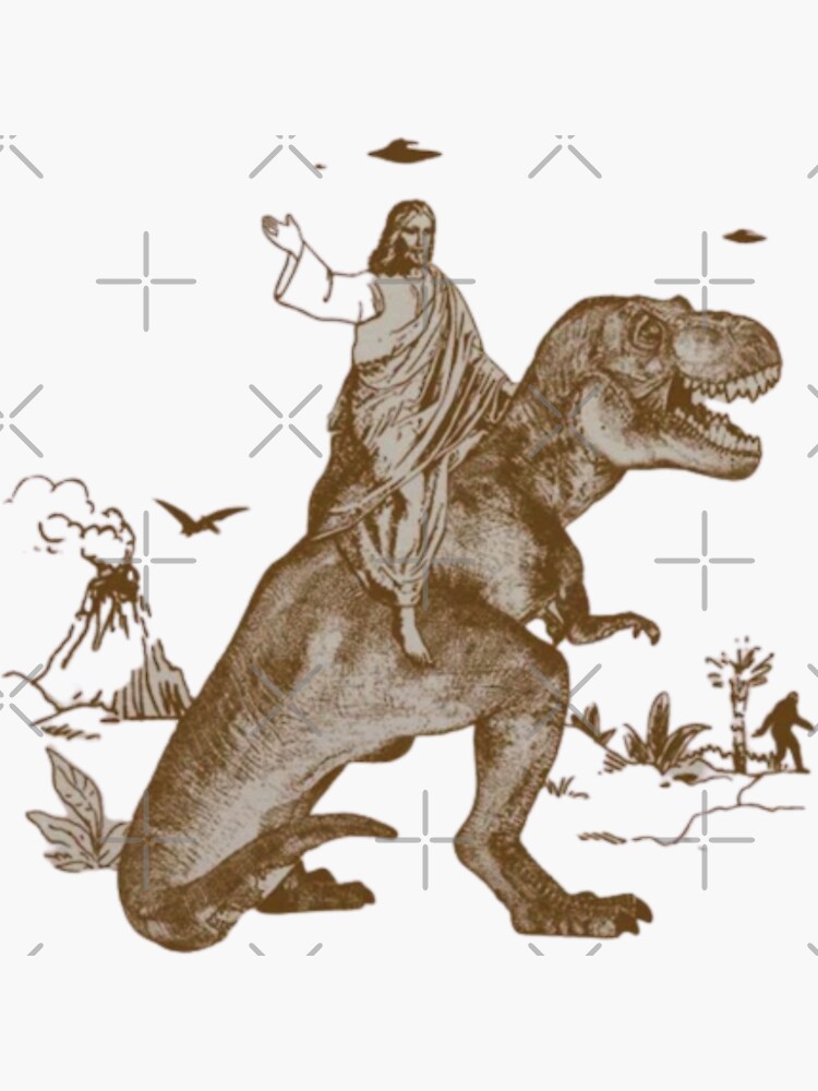"Jesus Riding Dinosaur Funny Offensive Cool Novelty 90s Graphic For Men ...