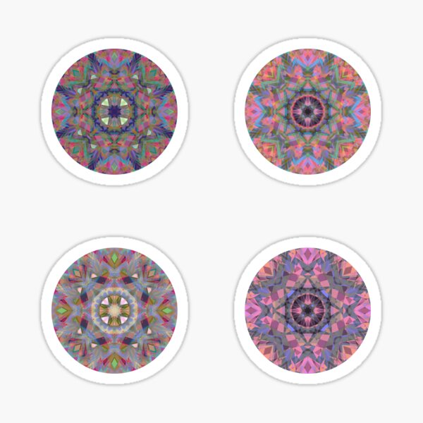 "Muted Pink Purple Autumn Star - Four Pretty Fractal Pattern Round ...