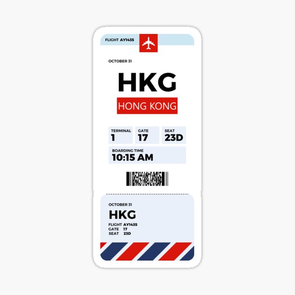"Hong Kong boarding pass" Sticker for Sale by WordsMaps | Redbubble