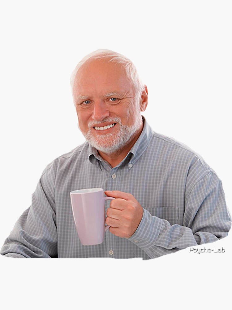 "Hide the Pain Harold drinking coffee" Sticker for Sale by Psyche-Lab ...