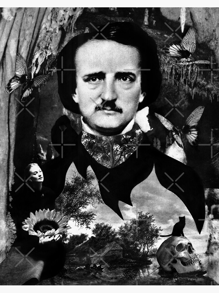 "Edgar Allan Poe Ghost Horror Story Raven Black Cat Poem" Sticker for ...