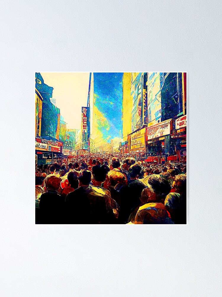 "very realistic, times square, new york, dramatic, crowd, " Poster for ...