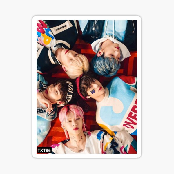 "TXT tomorrow x together poster kpop Yeonjun, Soobin, Beomgyu, Taehyun, Huening Kai" Sticker for ...