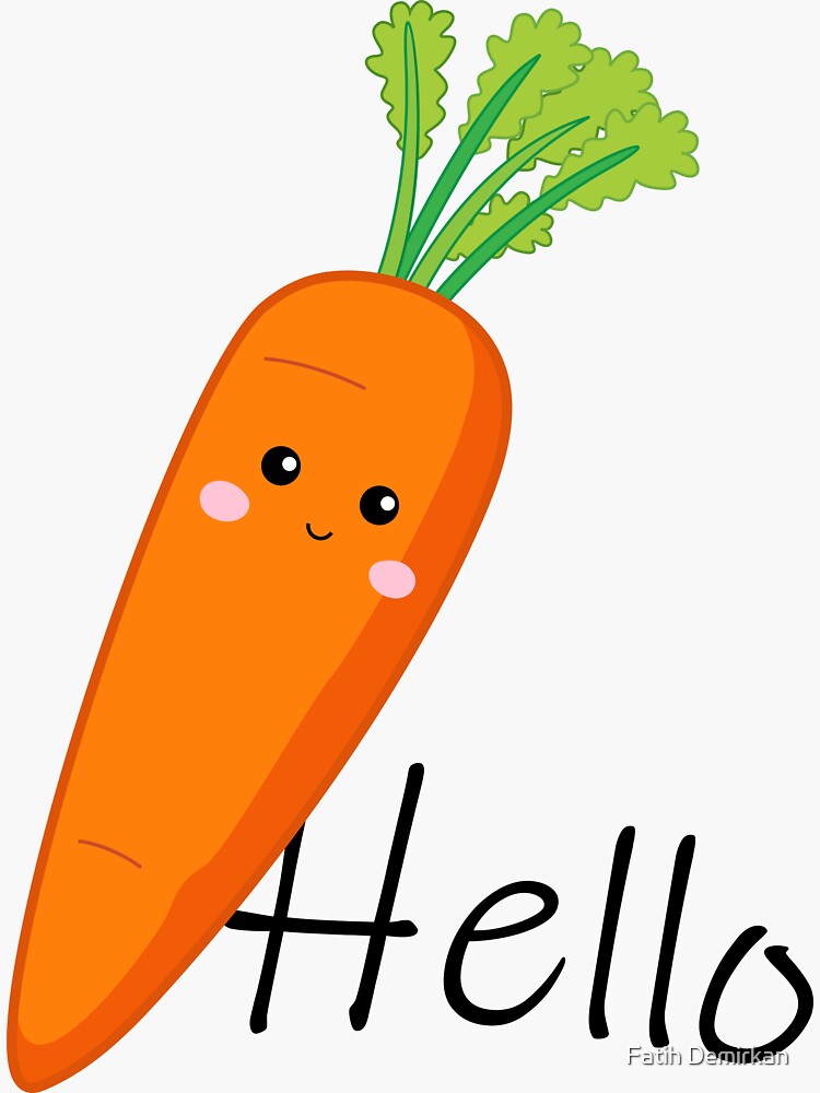 "Carrot Says Hello" Sticker for Sale by Voker-Studio | Redbubble