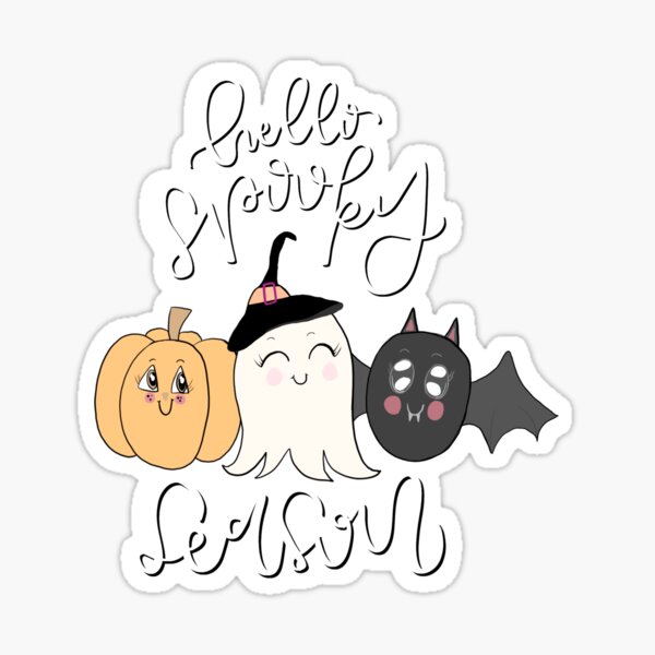 "Hello Spooky Season" Sticker for Sale by remarkablyrach | Redbubble