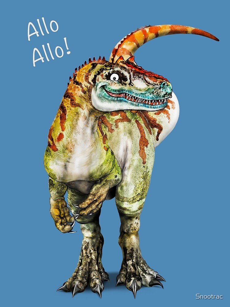 "Allo Allo! | W Cartoon Allosaurus Dinosaur " Poster for Sale by ...