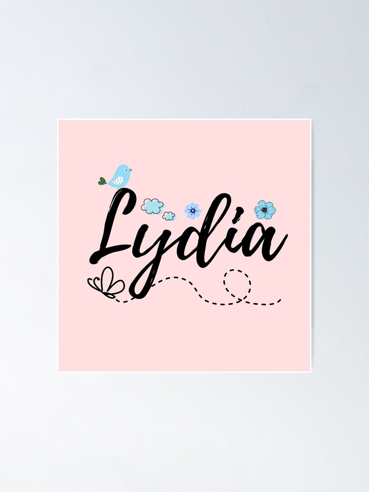 "Lydia Name Baby Child Girl Pretty Flowers | Name Design Pink Blue ...