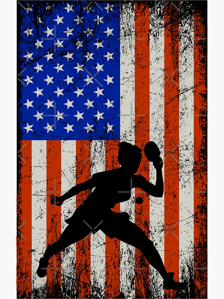 "American Flag 4th of July Ping Pong Table Tennis Player" Sticker for ...