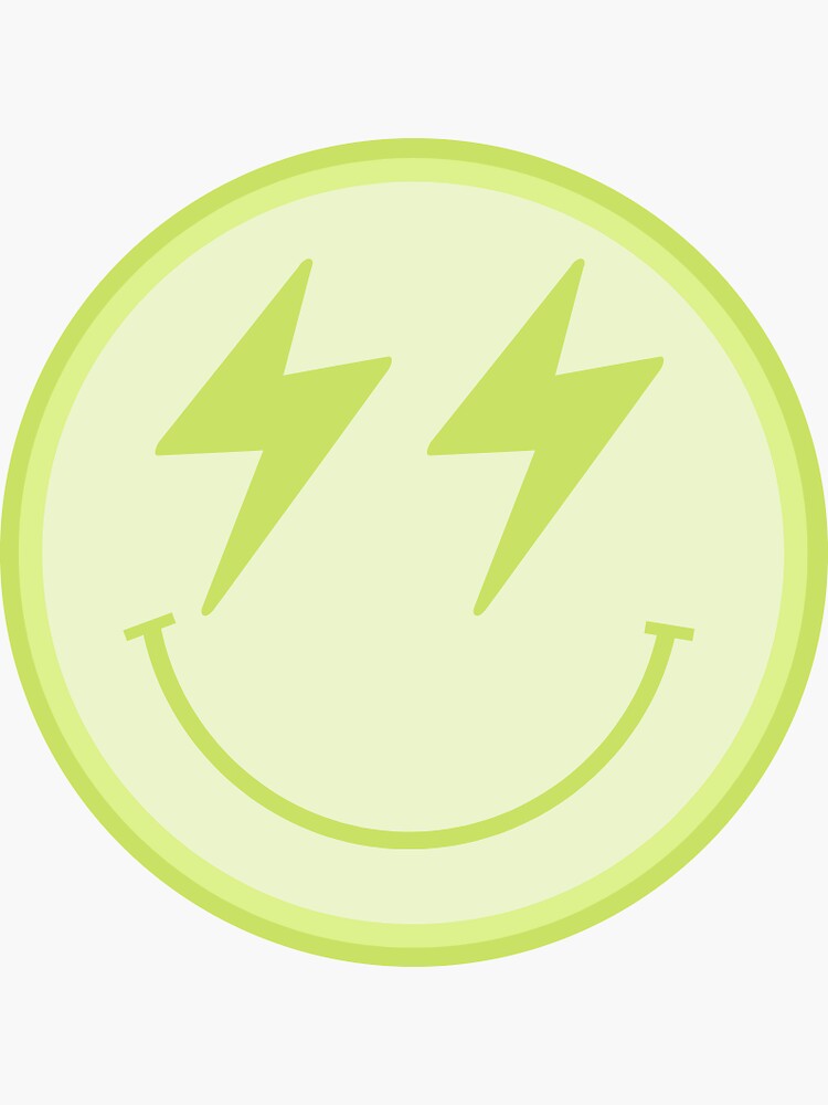 "Preppy Lightning Bolt Smiley Face - Green" Sticker for Sale by ...