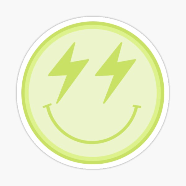 "Preppy Lightning Bolt Smiley Face - Green" Sticker for Sale by ...