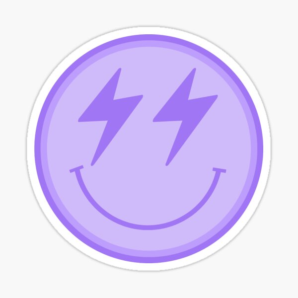 "Preppy Lightning Bolt Smiley Face - Purple" Sticker for Sale by ...