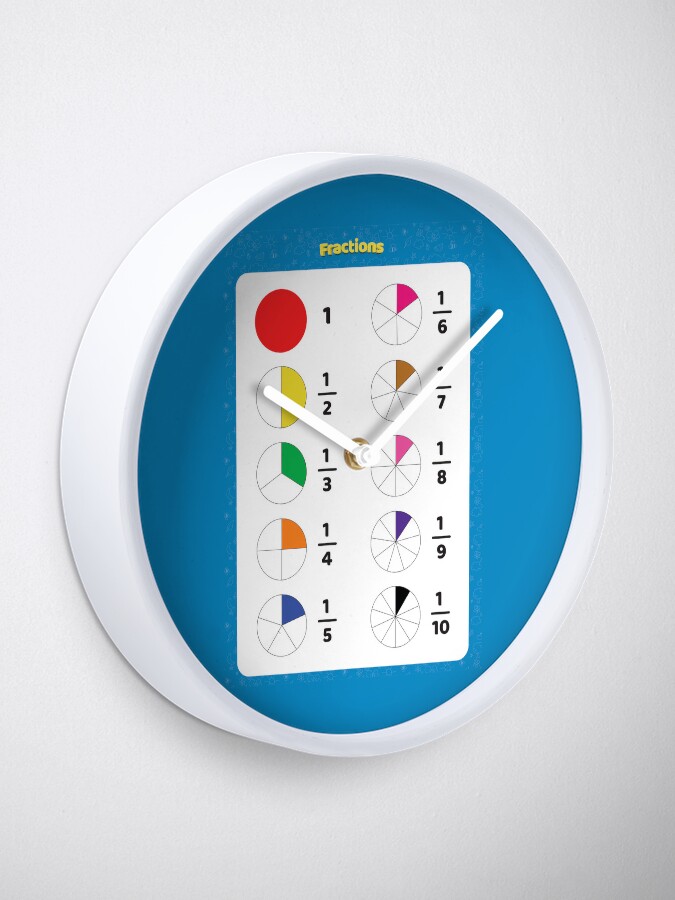 Reloj «Tabla de fracciones para niños | jardín de infantes, 1°, 2 ...