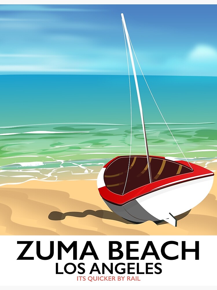 "Zuma Beach LA Rail beach poster " Art Print for Sale by vectorwebstore ...