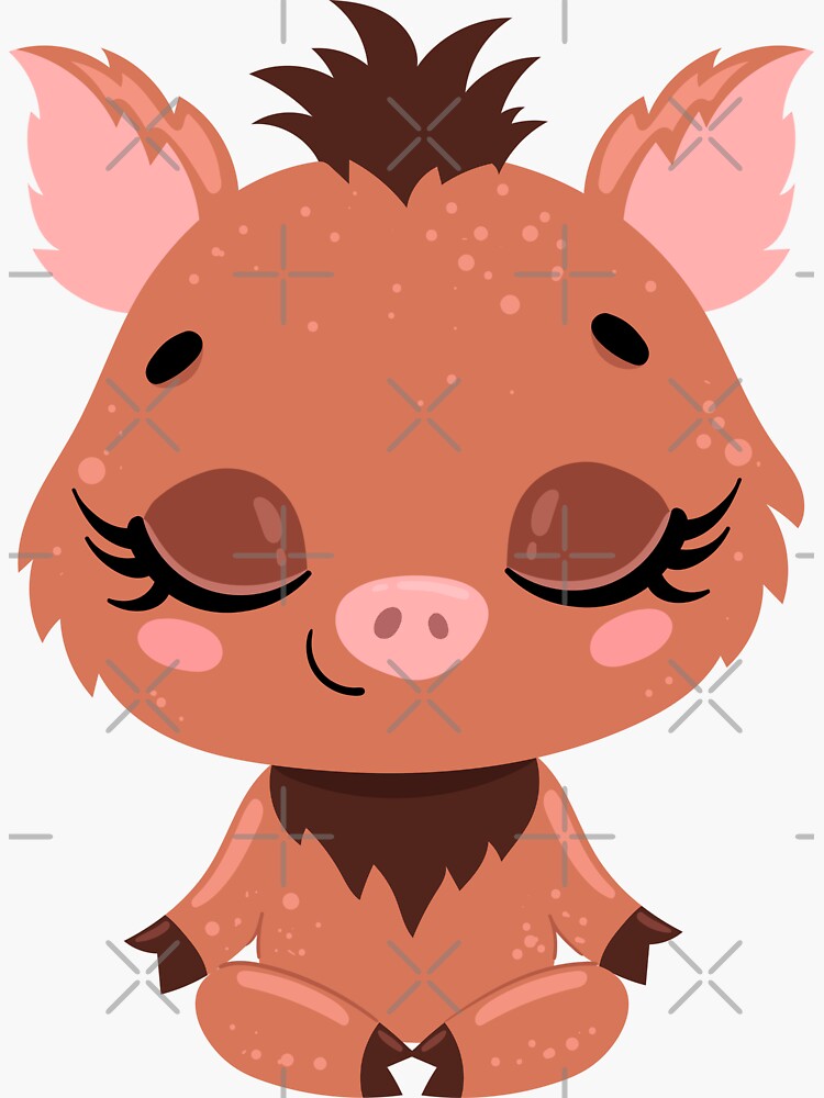 "Cute Meditating Boar Illustration Sticker" Sticker for Sale by ...