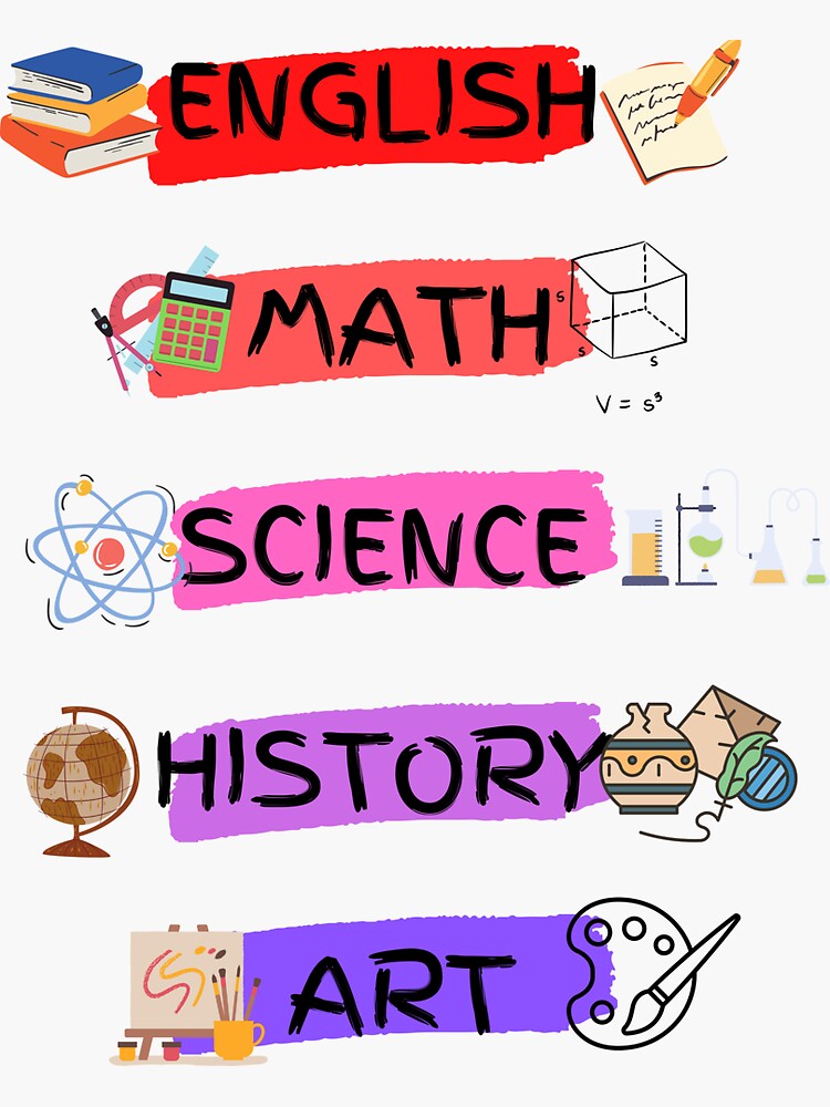 Pegatina for Sale con la obra «Etiquetas de materias escolares ...