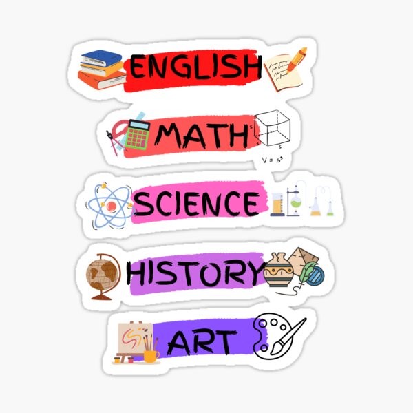 Pegatina for Sale con la obra «Etiquetas de materias escolares ...