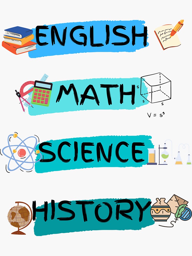 "School Subject Labels" Sticker for Sale by BuraxisQuotes | Redbubble