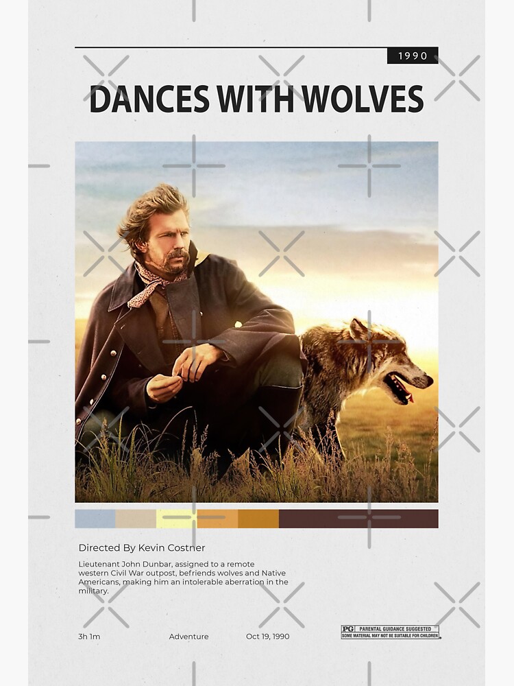"Dances With Wolves movie poster 1990, adventure" Sticker for Sale by ...