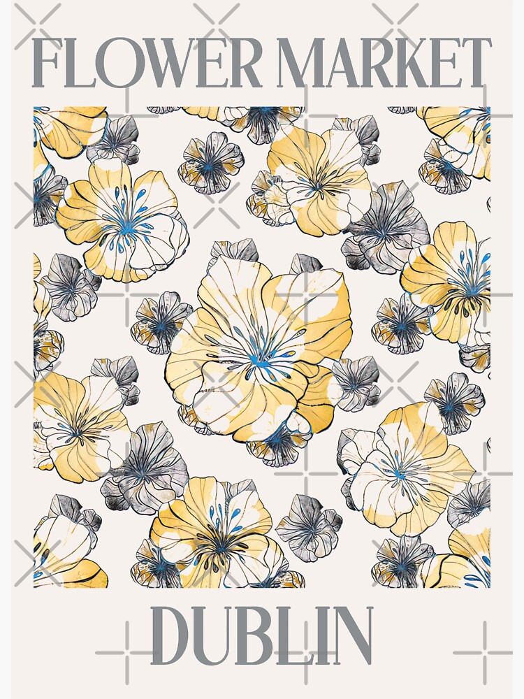 "Dublin Aesthetic Flower Market Poster" Sticker for Sale by ...