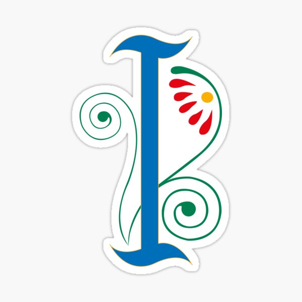 "Letter I monogram alphabet. blue floral with spiral scroll design ...