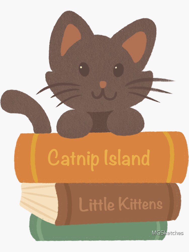 "Black Cat Reading Books" Sticker for Sale by MGSketches | Redbubble