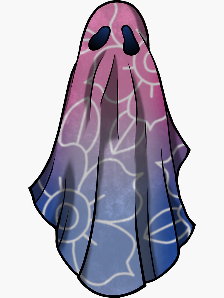 "Bisexual Pride Flowery Ghost" Sticker for Sale by saltuurn | Redbubble