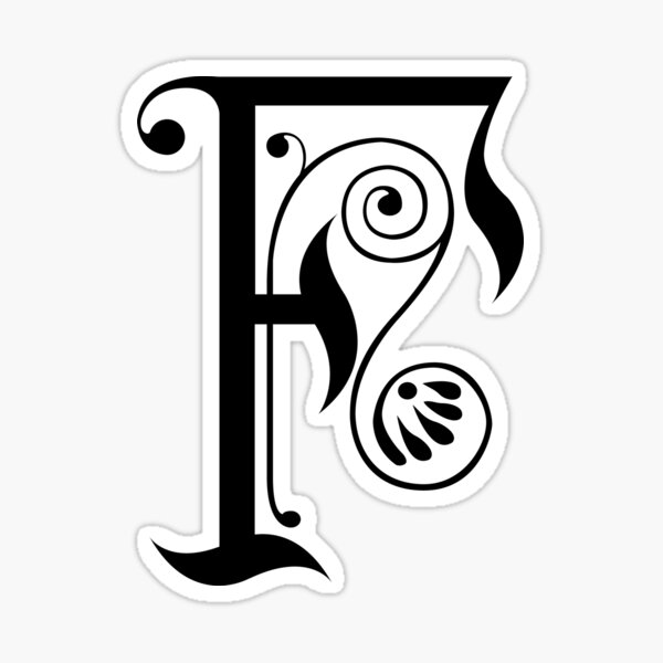 "Letter F monogram alphabet. black floral with spiral scroll design ...