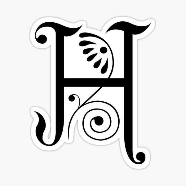 "Letter H monogram alphabet. black floral with spiral scroll design ...