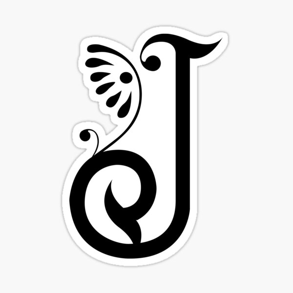 "Letter J monogram alphabet. black floral with spiral scroll design ...
