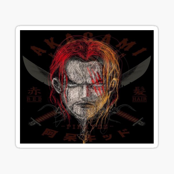 "RED HAIR(SHANKS)" Sticker for Sale by Ragingsign | Redbubble