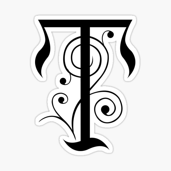 "Letter T monogram alphabet. black floral with spiral scroll design ...