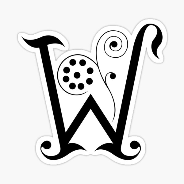 "Letter W monogram alphabet. black floral with spiral scroll design ...