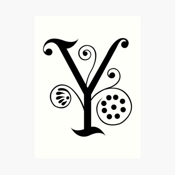 "Letter Y monogram alphabet. black floral with spiral scroll design ...