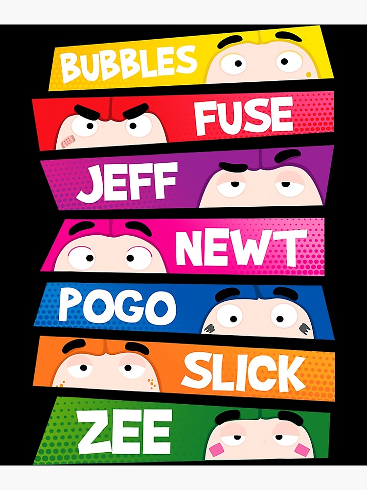 Póster «Oddbods Bubbles Fusible Jeff Newt Pogo Slick Zee Amigo de ...