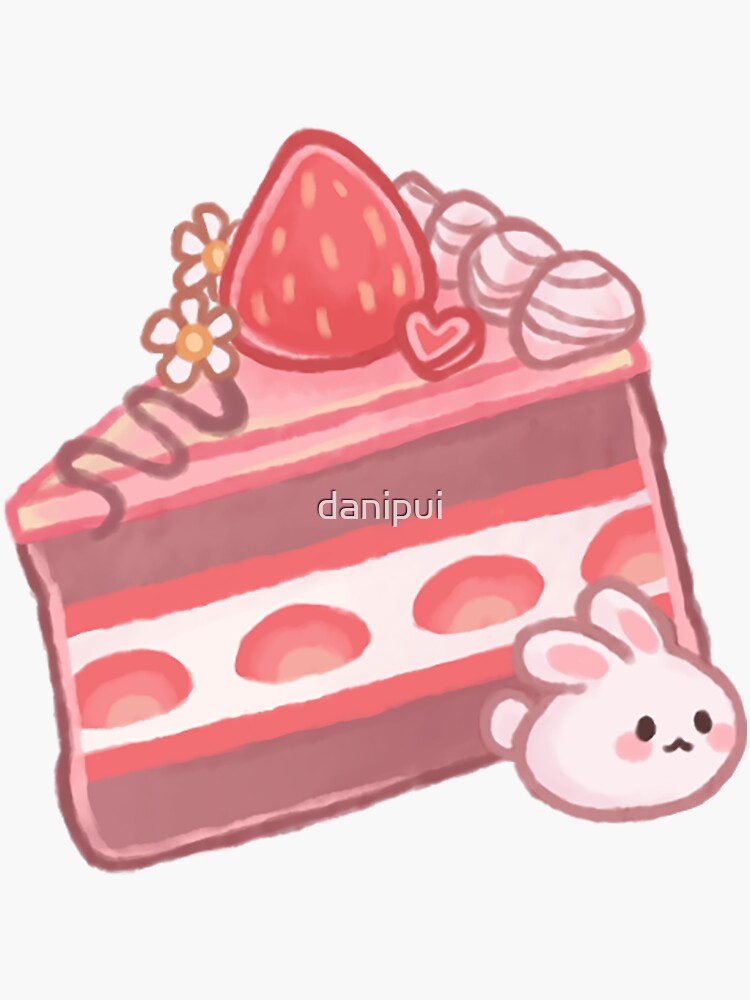 "Strawberry Bunny Cake" Sticker for Sale by danipui | Redbubble