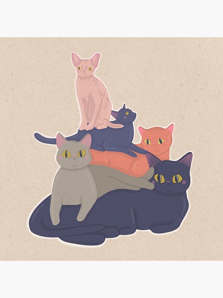 "Stack of cats " Poster for Sale by TinyBatPortrait | Redbubble