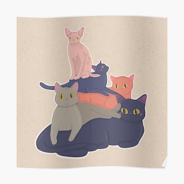 "Stack of cats " Poster for Sale by TinyBatPortrait | Redbubble